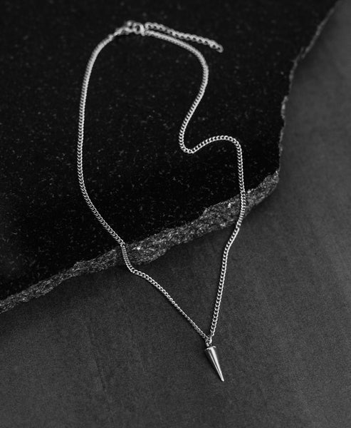 Silver Necklace Set : Spike Pendant Necklace and 4mm Curb Chain ...